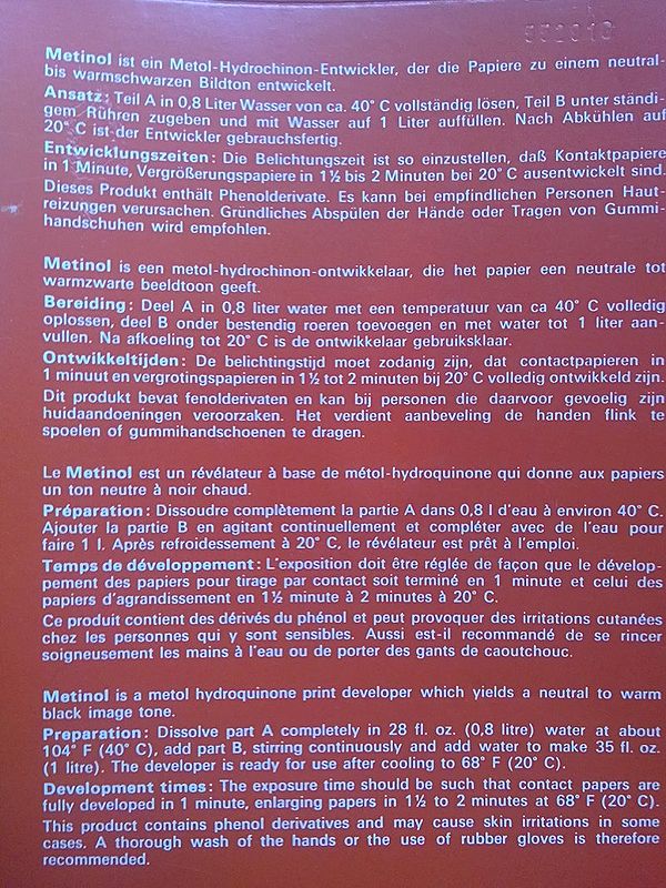 Продава: Химия - AGFA METINOL ( metol hydroquinone) - БАЗАР - PHOTO FORUM